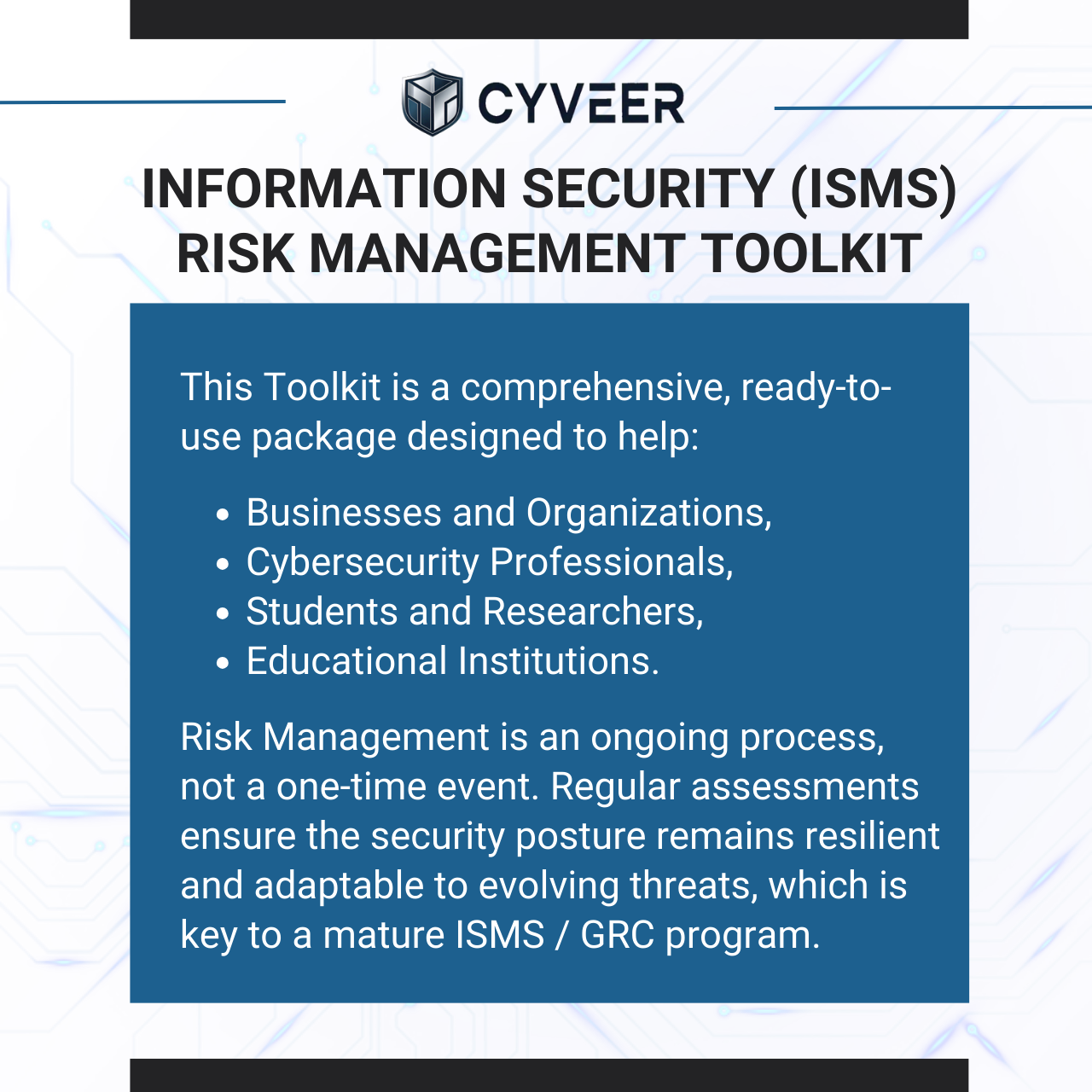 Information Security ISMS Risk Management Toolkit - CYVEER | Freelance ...